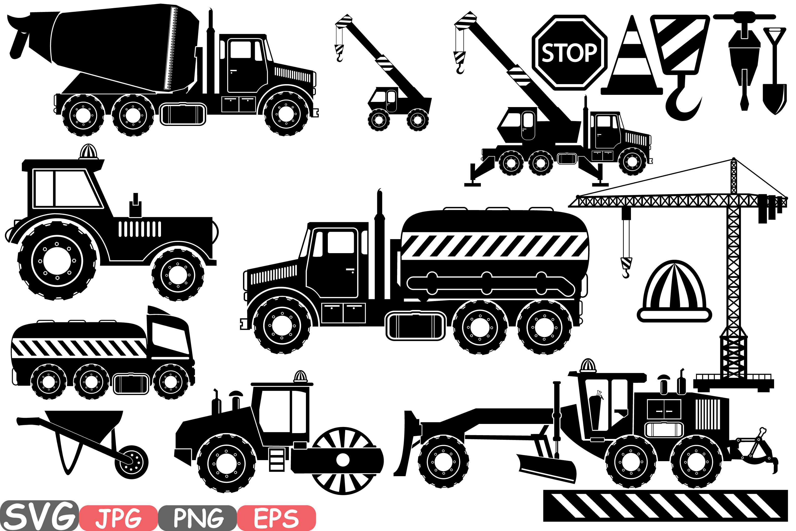 Construction Machines SVG, builders WORK school Clipart -602 (68608 ...