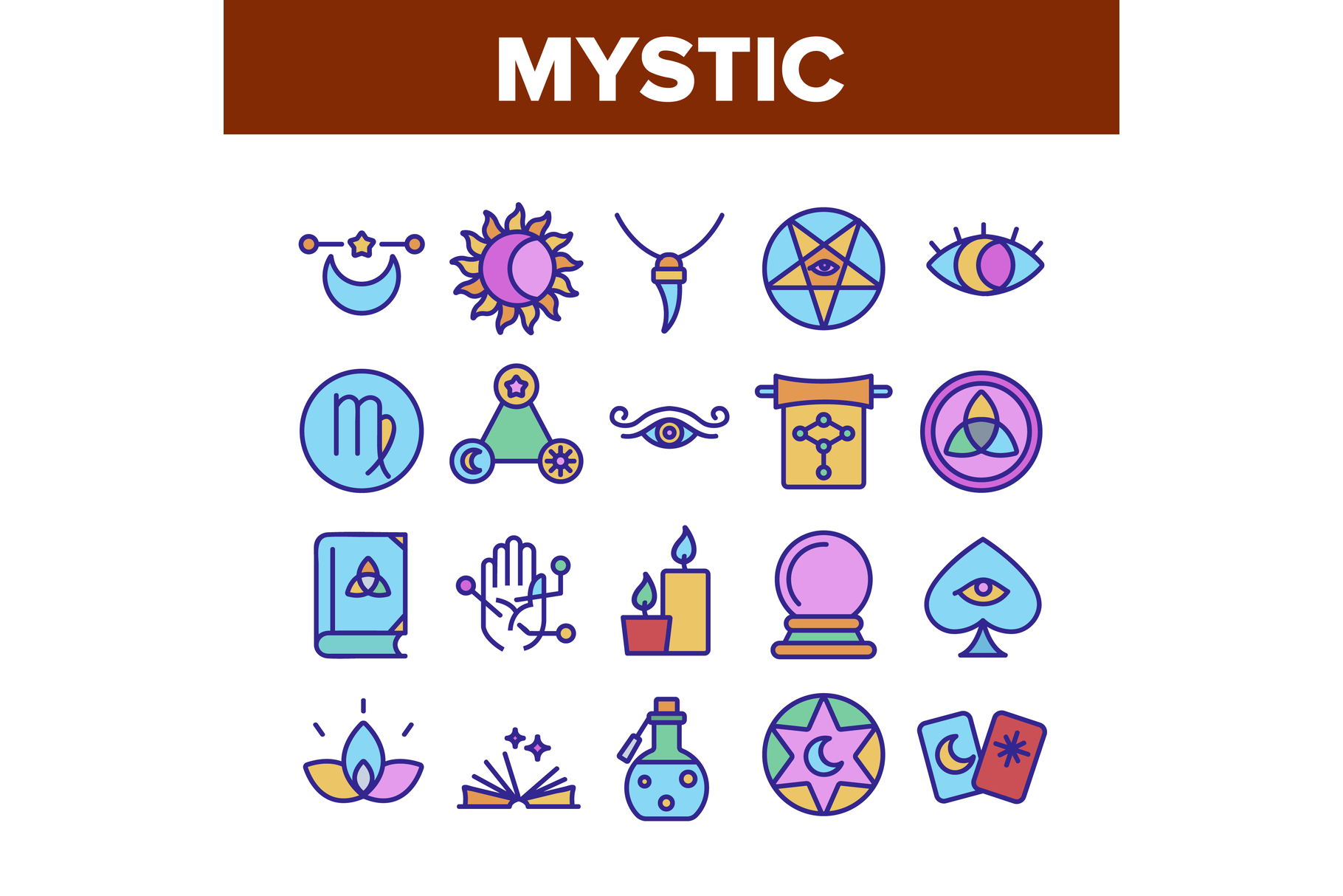 Mystic Symbol Tool Collection Icons Set Vector (576023) | Illustrations ...