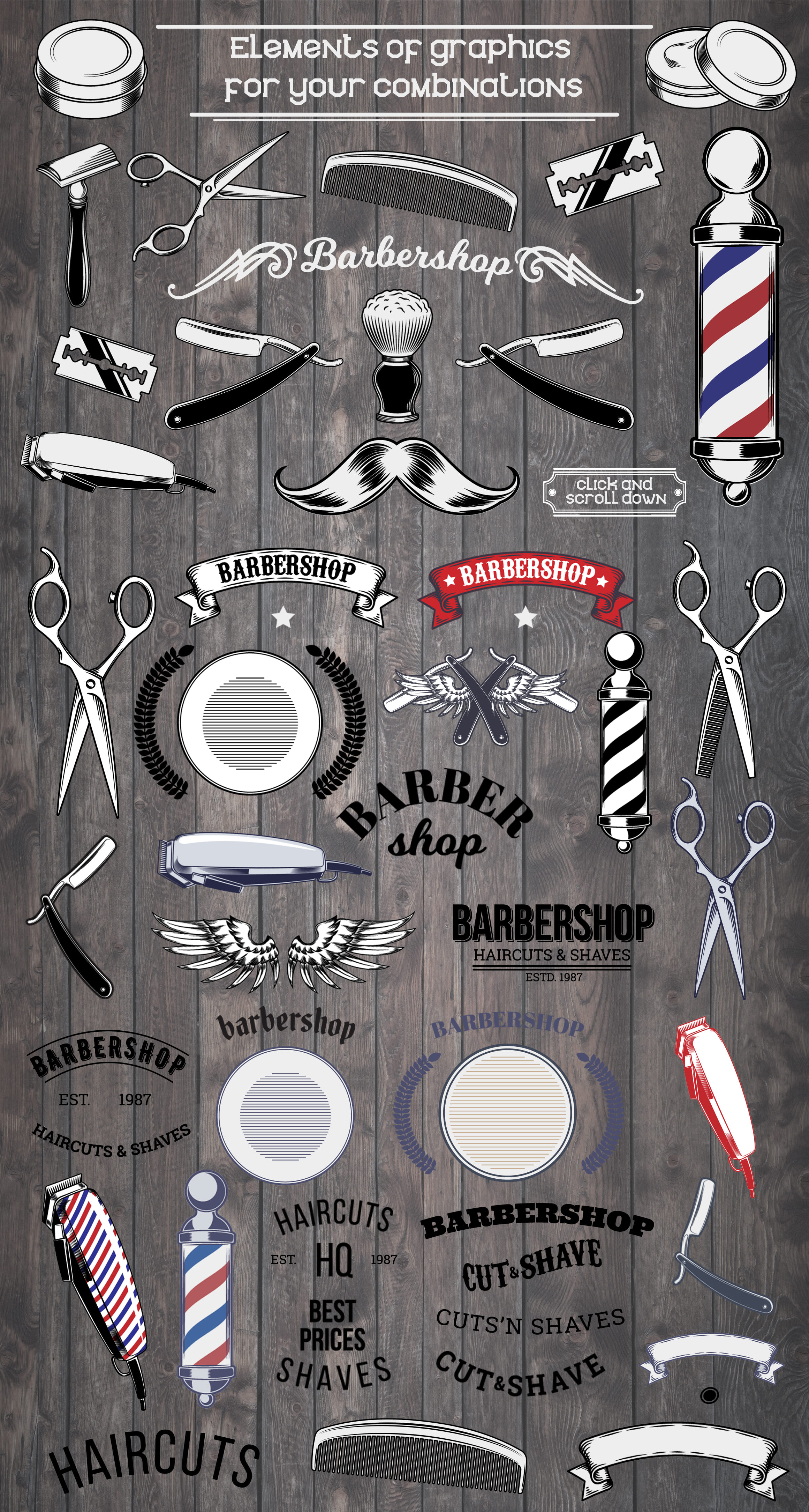 Vintage Labels Barber Shop (65741) | Logos | Design Bundles
