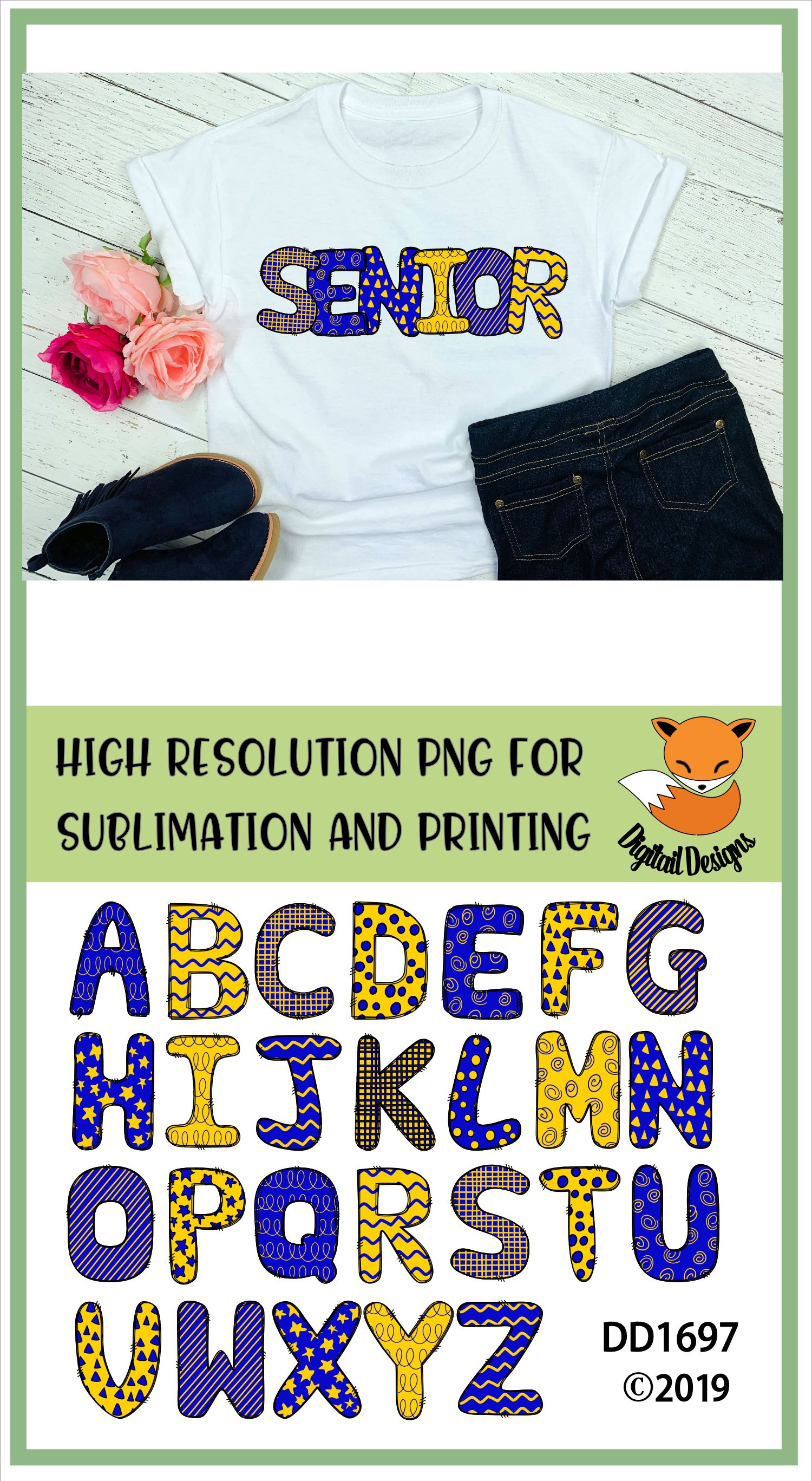 Sublimation Printable Doodle Alphabet Letters