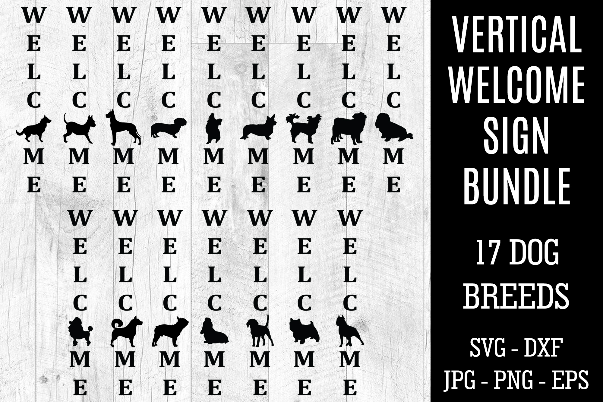Dog Welcome Vertical Sign Bundle SVG Porch Vertical Sign SVG