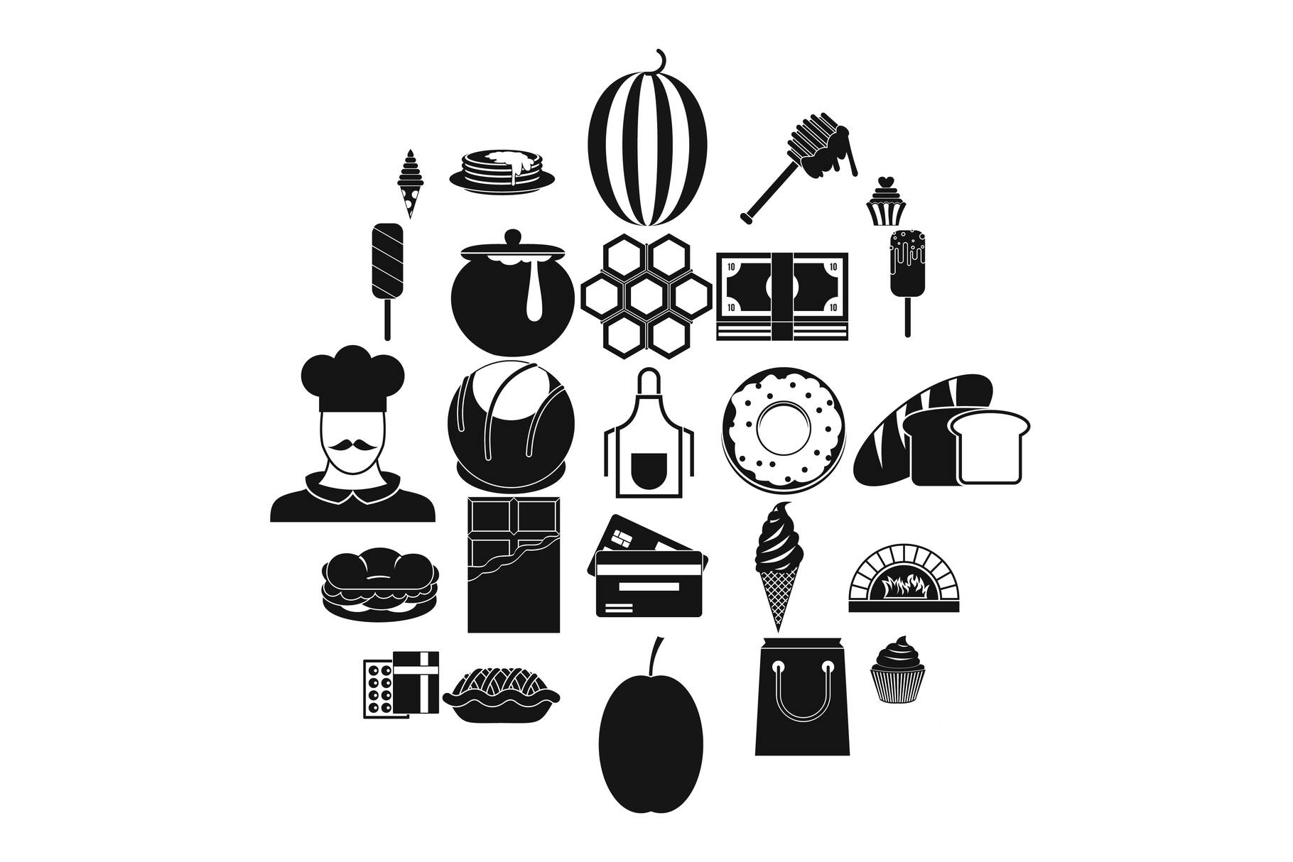 Executive chef icons set, simple style