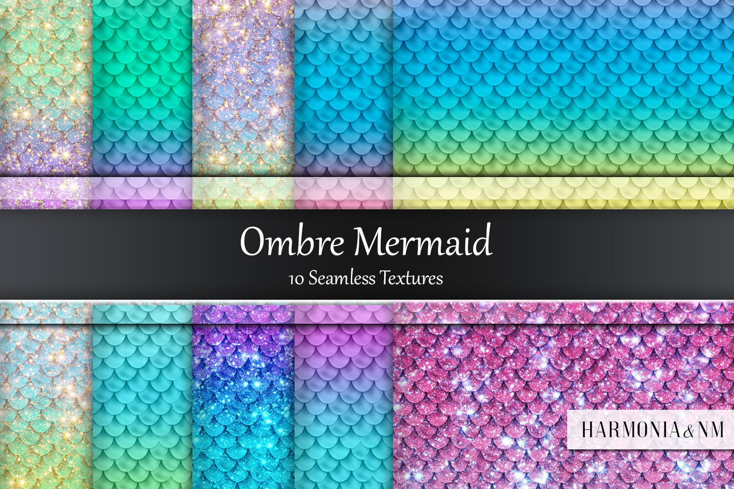 Ombre Mermaid Seamless Textures (352449) | Textures | Design Bundles