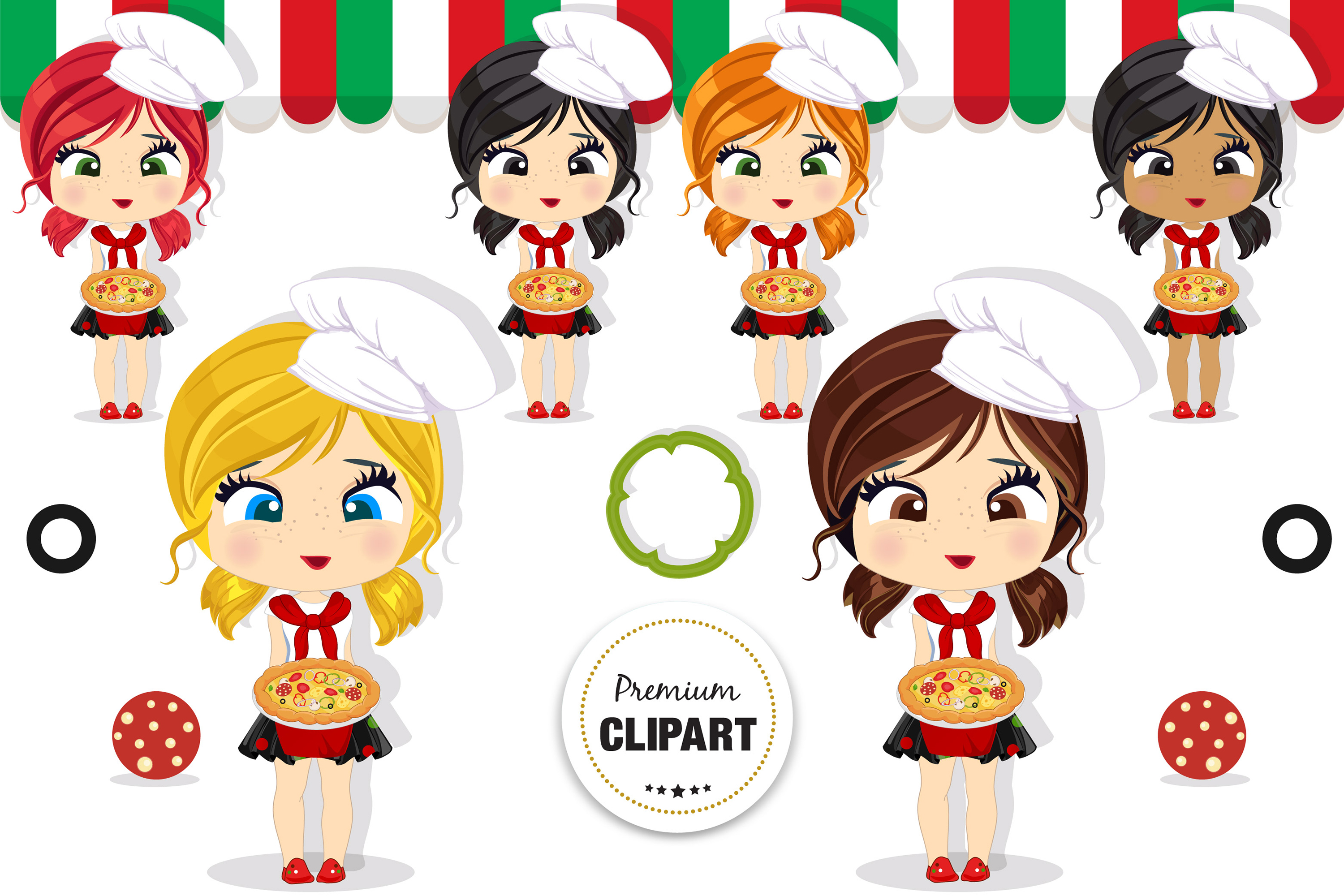 Pizza girl clipart, Pizza illustrations