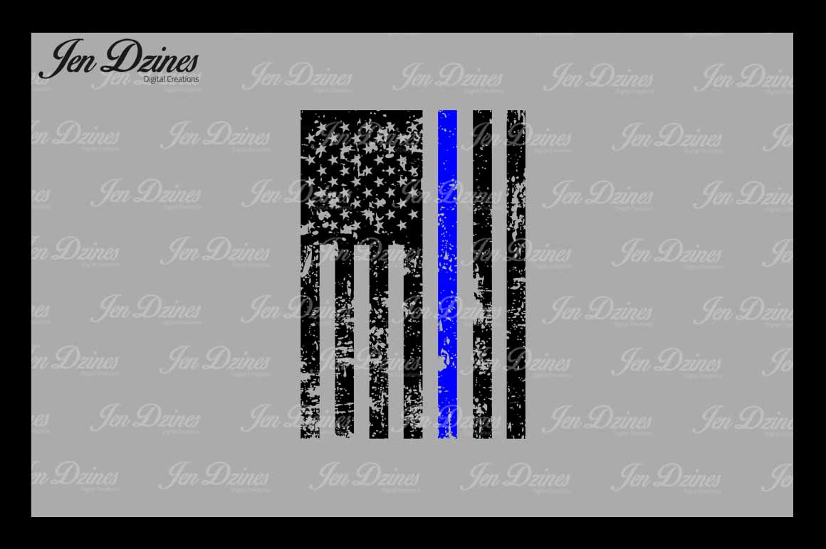 Blue Line Distressed Flag SVG DXF EPS PNG