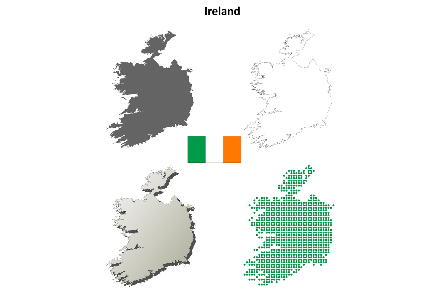 Ireland outline map set