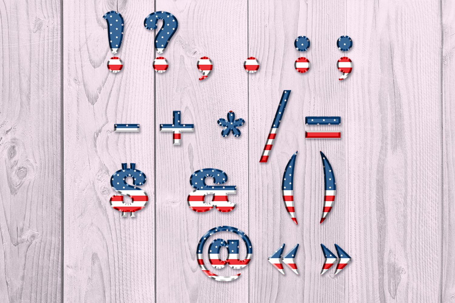 American Flag alphabet clipart Digital alphabet