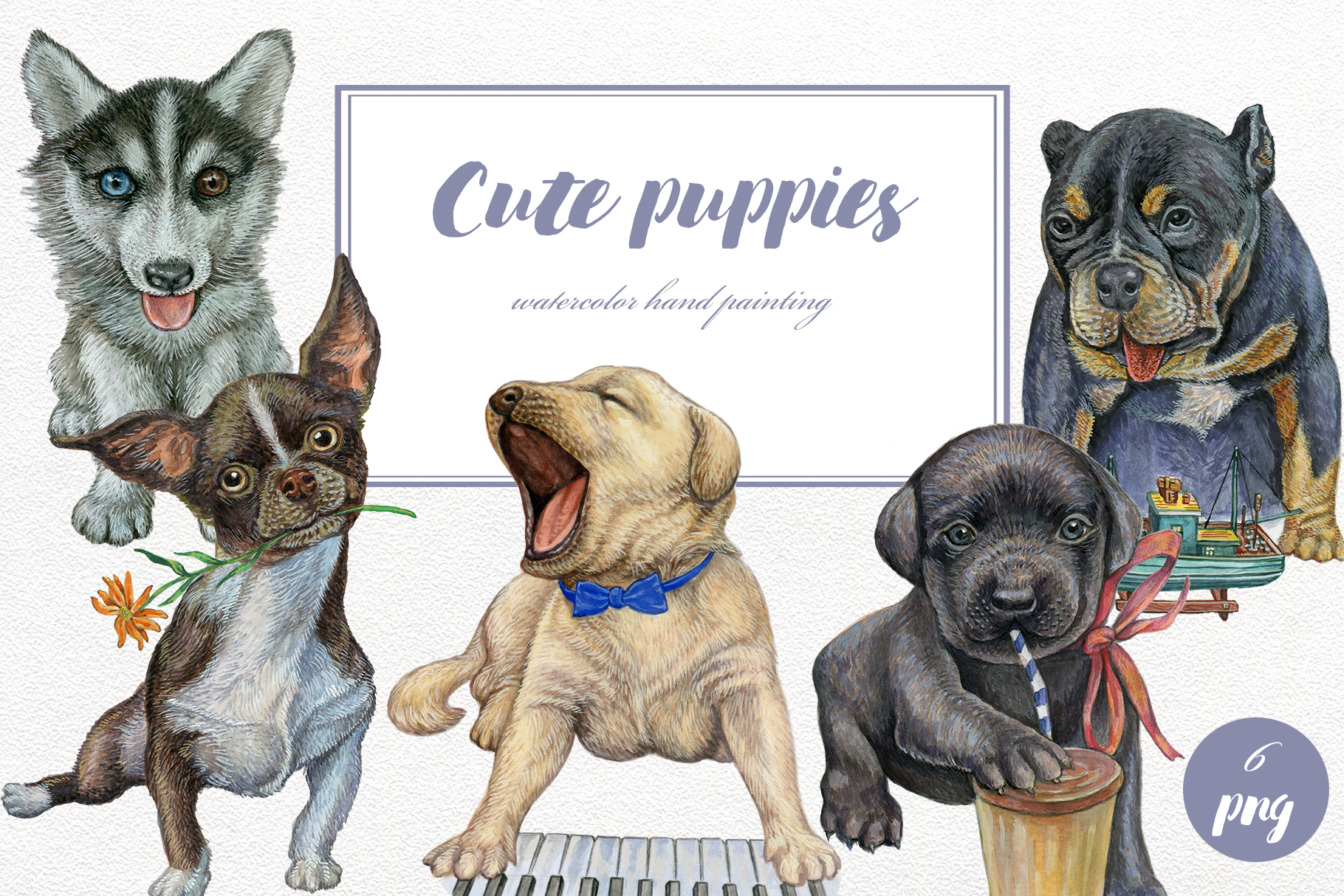 Dogs Watercolor Clipart (192278) | Illustrations | Design Bundles