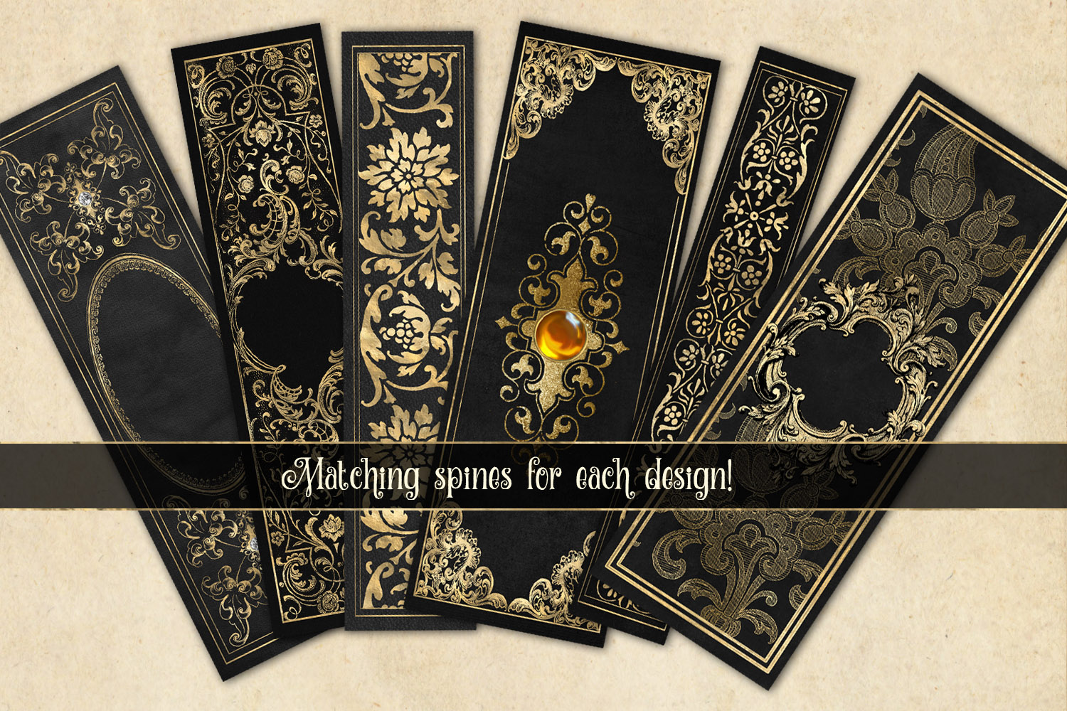 Gilded Black Book Covers (352992) | Textures | Design Bundles