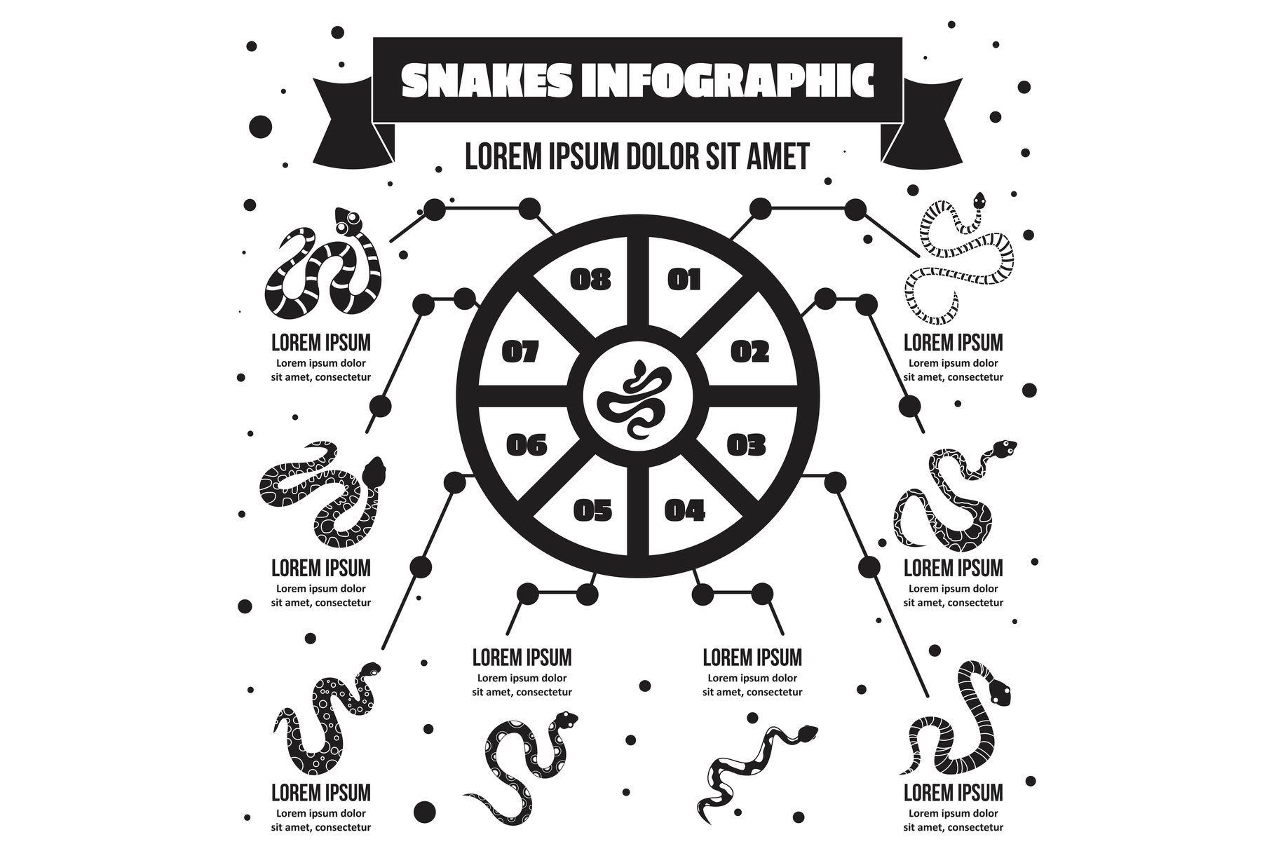 Snake infographic concept, simple style