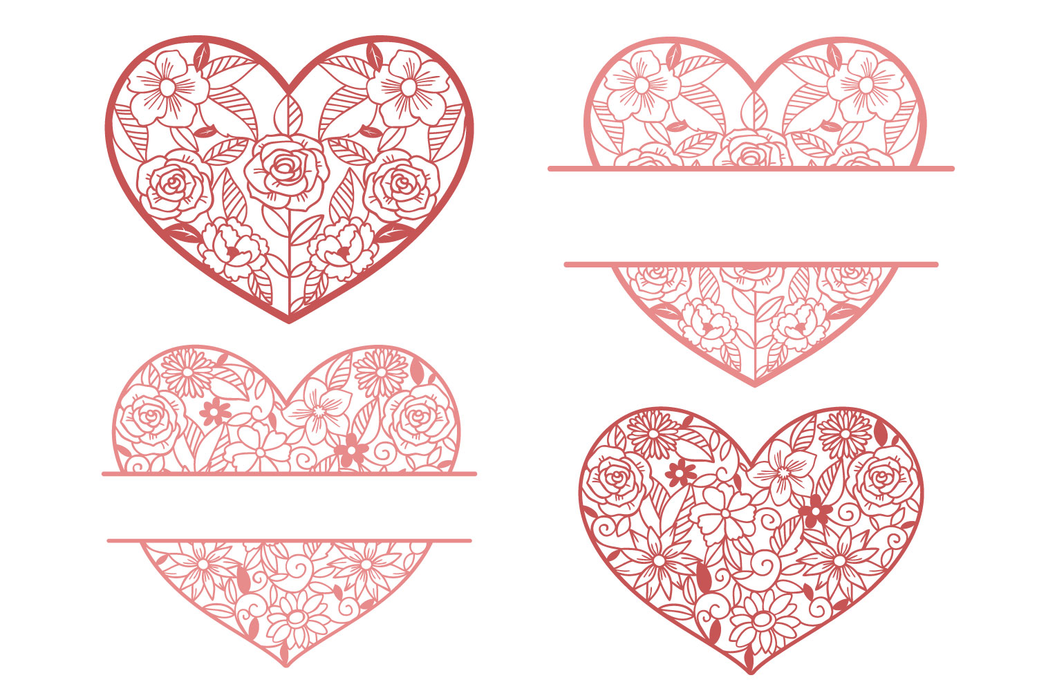 Hearts Papercut SVG collection - 4 files