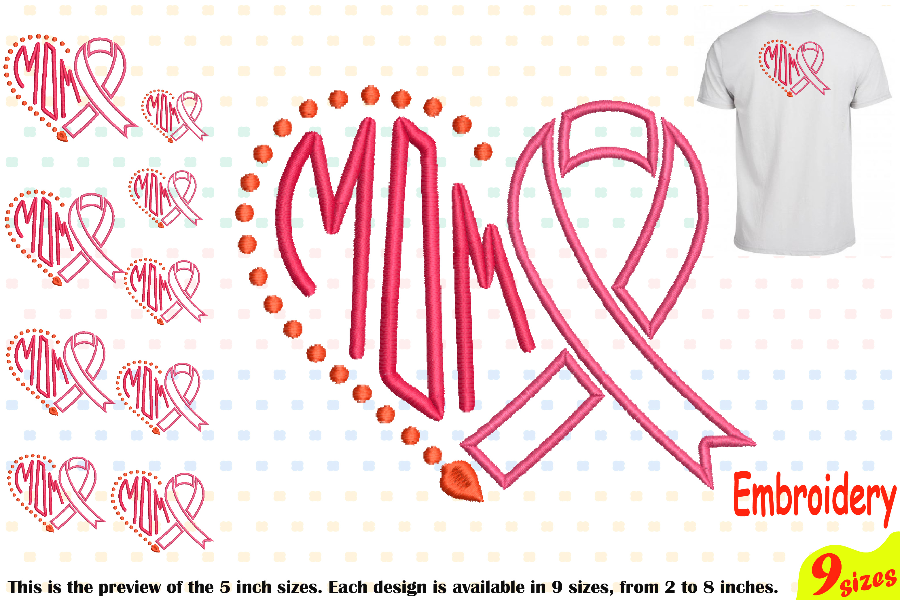 Heart Mom Breast Cancer Embroidery Design Machine Instant Download ...