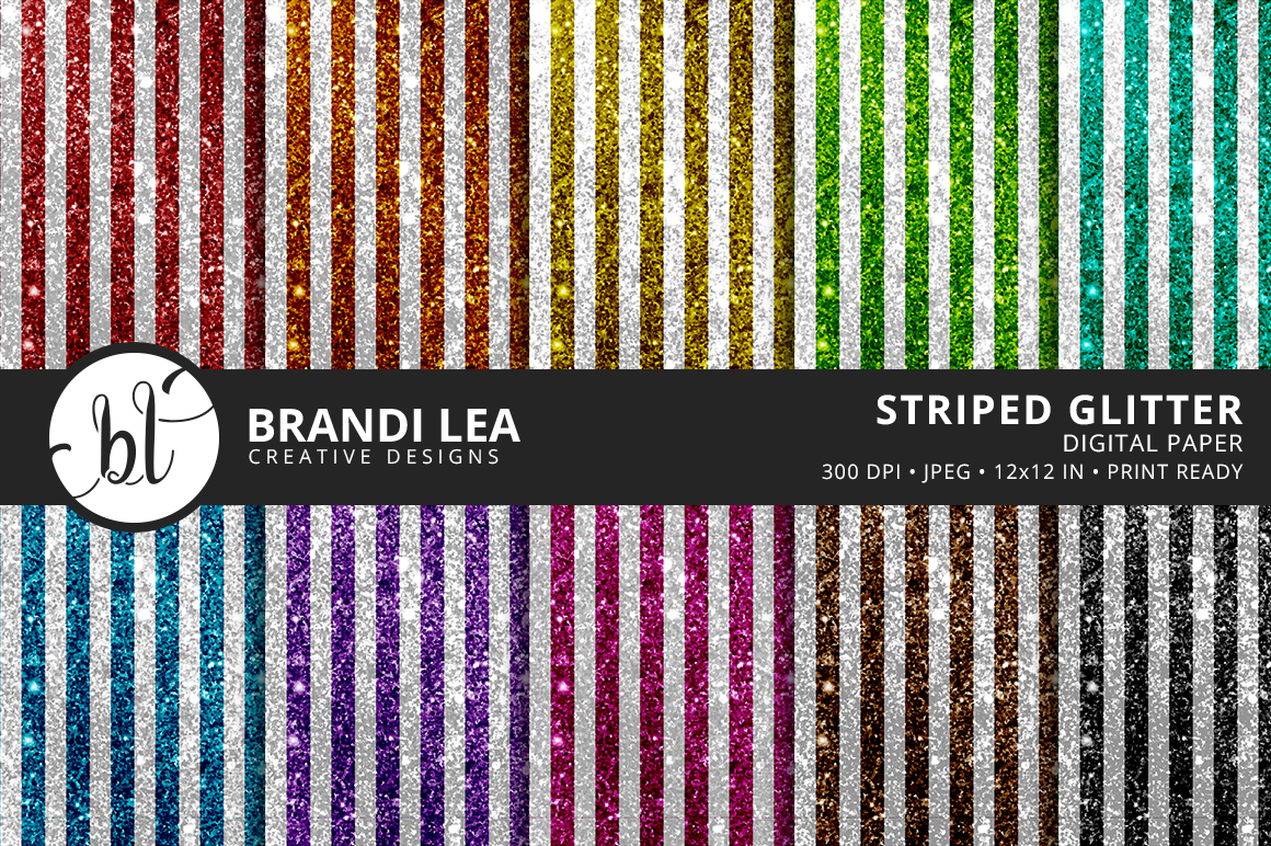 Striped Glitter Digital Paper