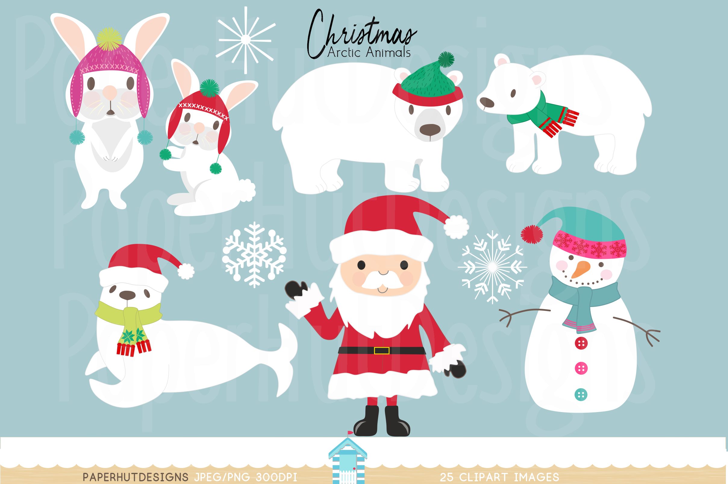 Christmas Arctic Animals Clipart