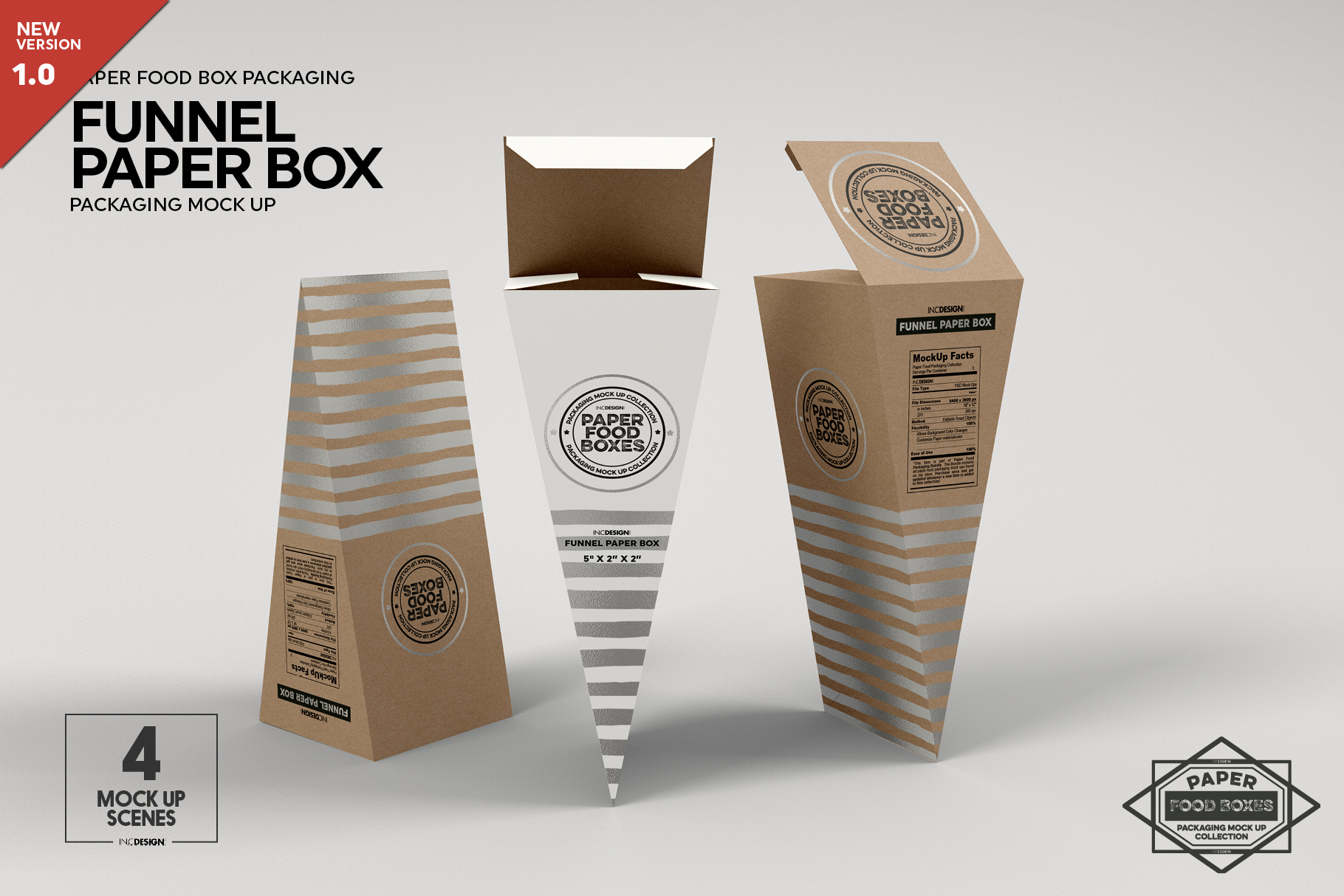 Funnel Paper Box Packaging Mockup