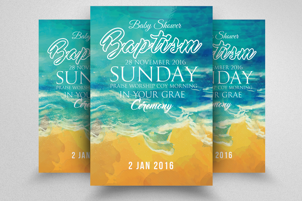 Baptism Sunday Church Flyer Template (135585) | Flyers | Design Bundles