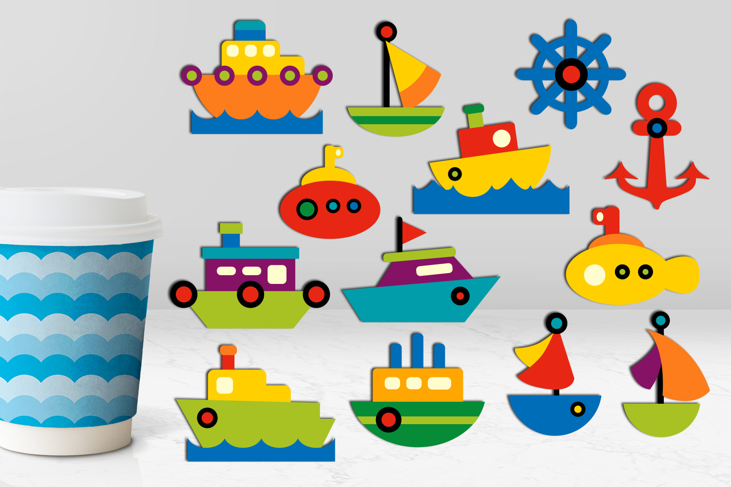 Transportation vehicles clip art graphics bundle (76626 ...