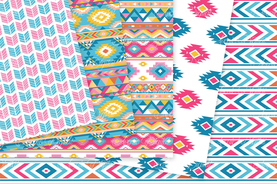 Colorful Boho Seamless Pattern (29208) | Backgrounds | Design Bundles