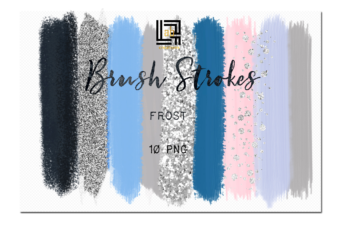 Brush Strokes Clip Art. Frost. Winter clipart. Blue, grey, silver ...