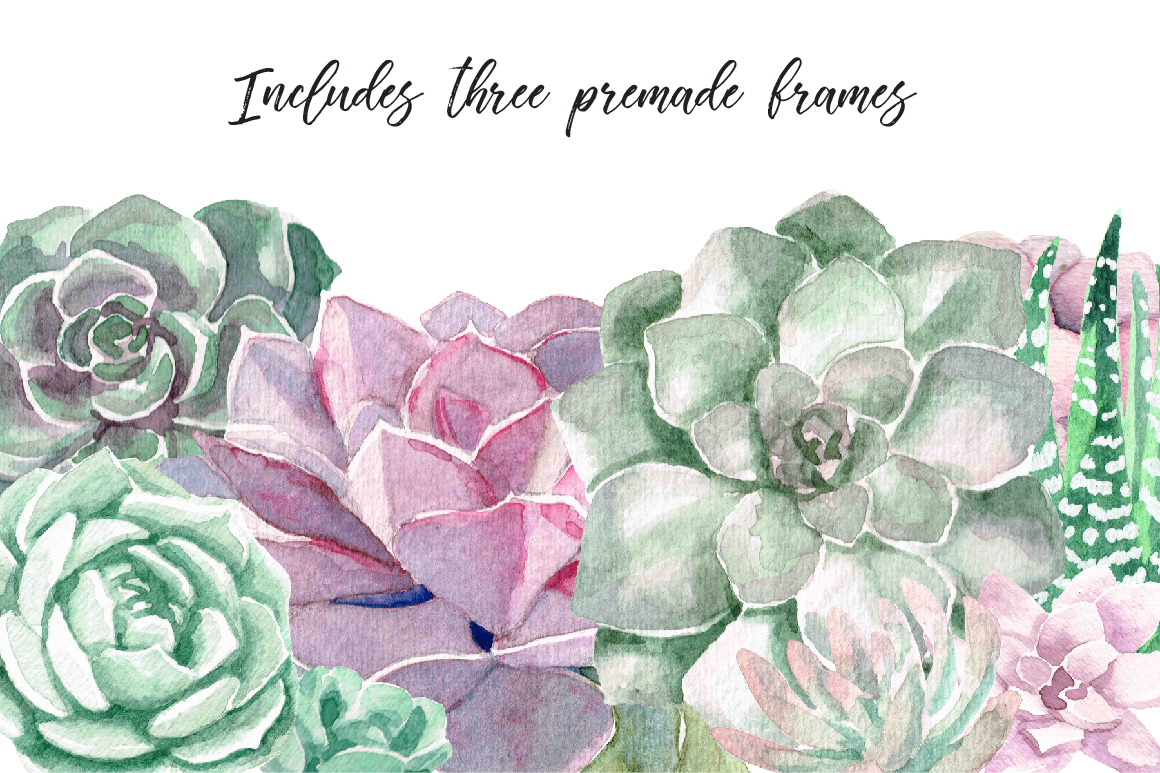 Watercolor Succulents and Greenery