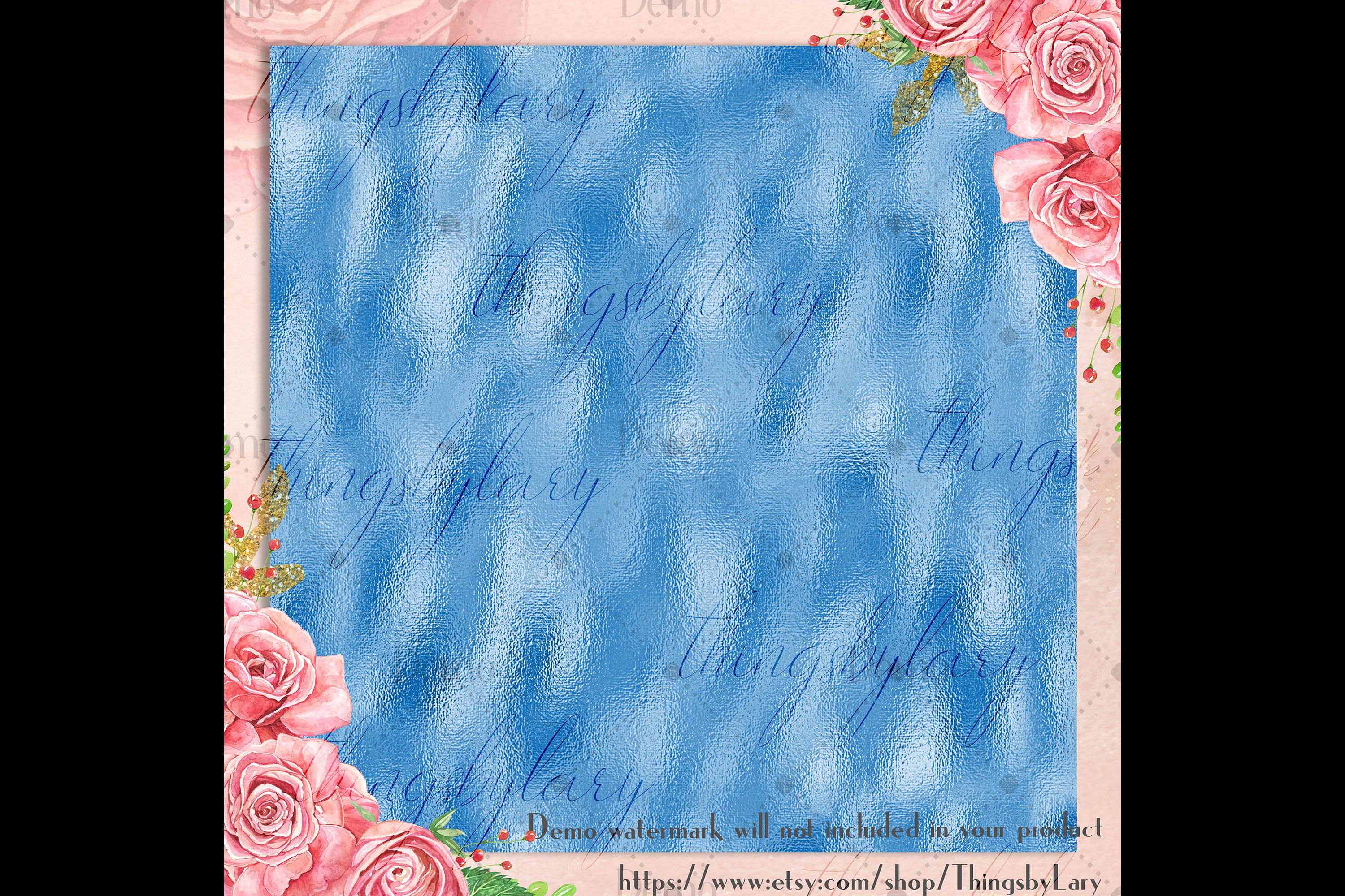 42 Royal Blue Metallic Foil Texture Digital Papers