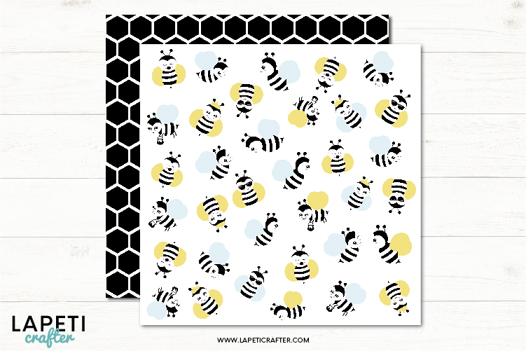 Bee digital paper pack, 12x12 spring scrapbook paper