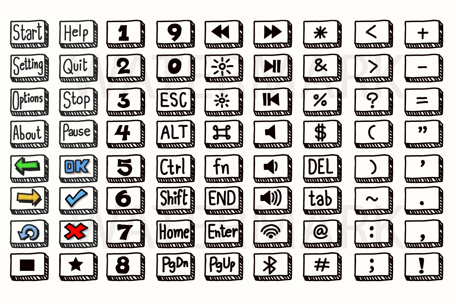 72 Keyboard cute button - JPG PNG SVG eps - Hand Drawing Image ...