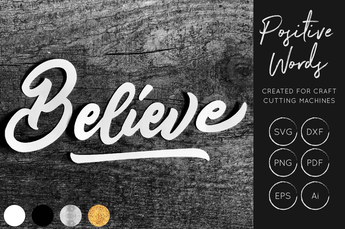 Positive Words SVG Bundle - Craft Cut Files