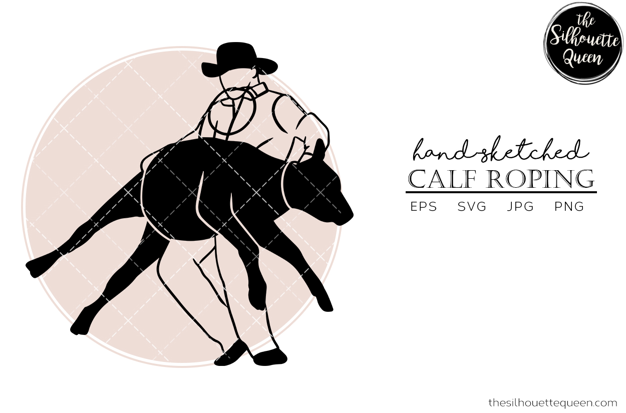 Hand drawn Calf Roping Vector Sketch