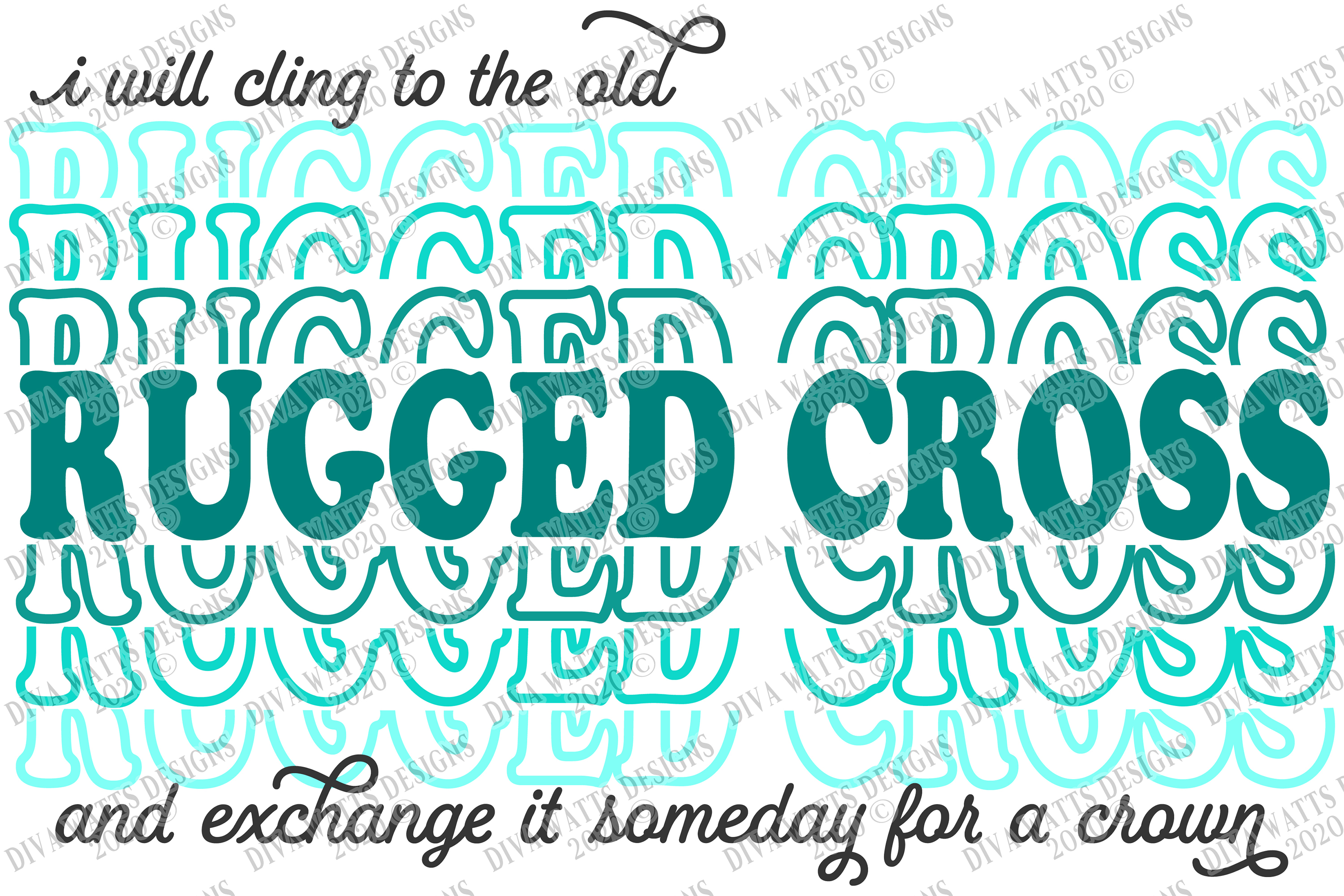 The Old Rugged Cross - Christian - Stacked Mirrored Text
