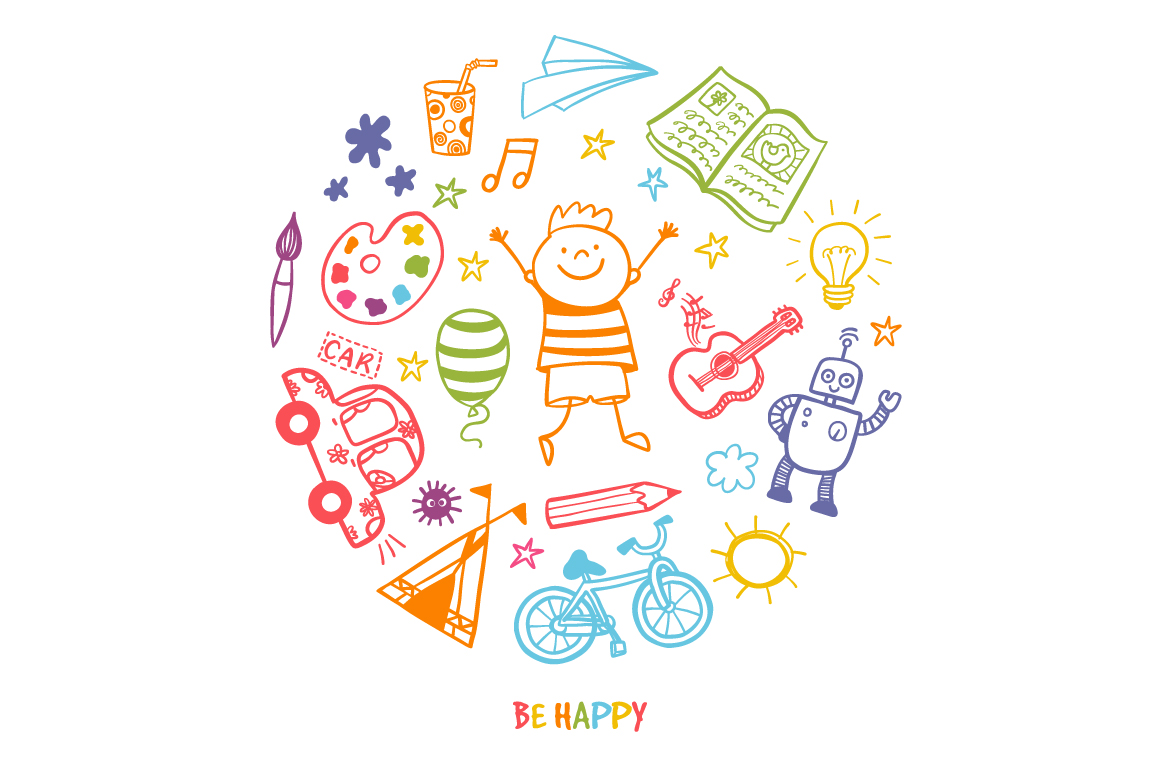 Children's drawing vector set