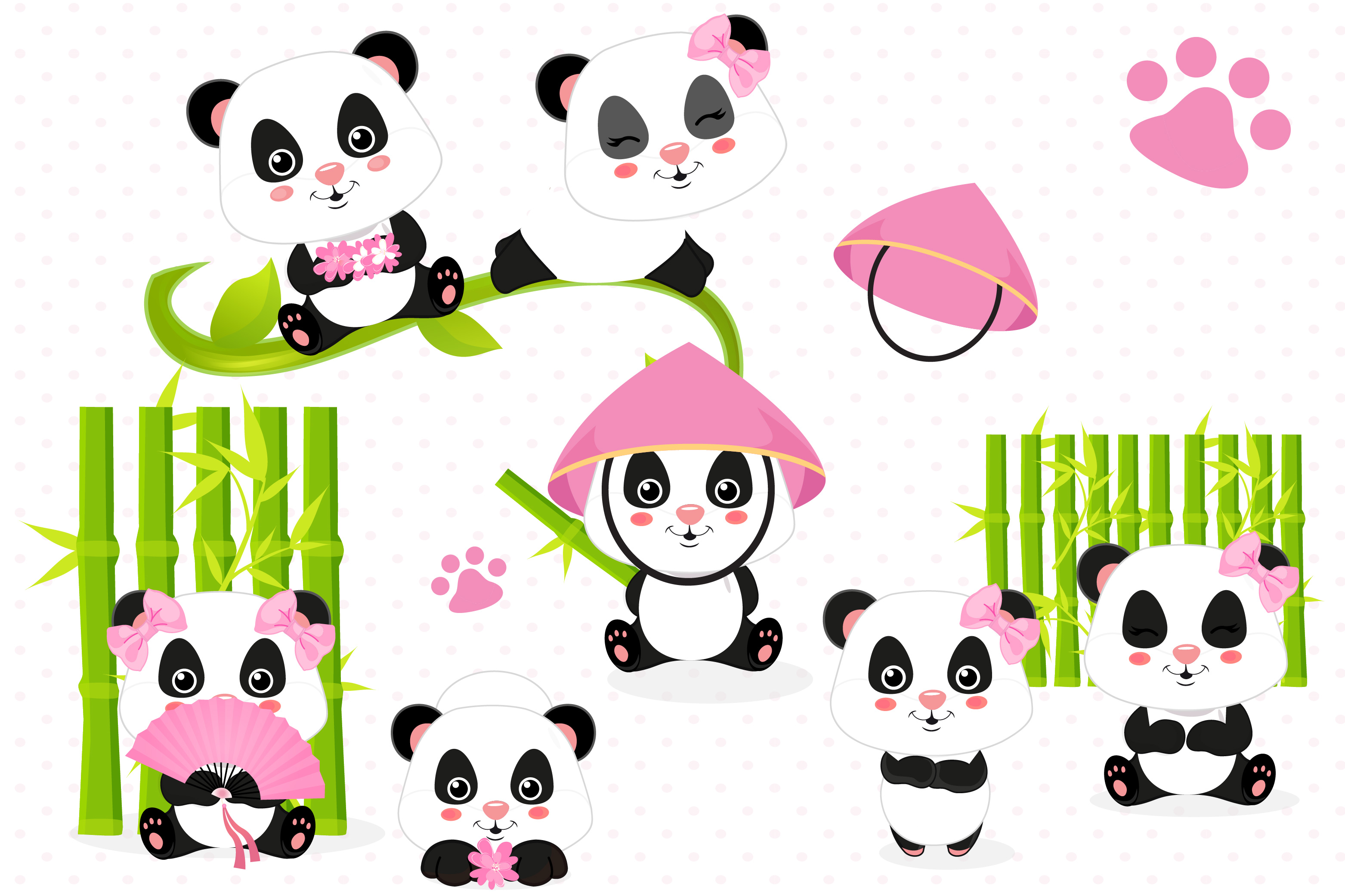 Girl panda clipart, Girl panda illustrations (25704) | Illustrations ...