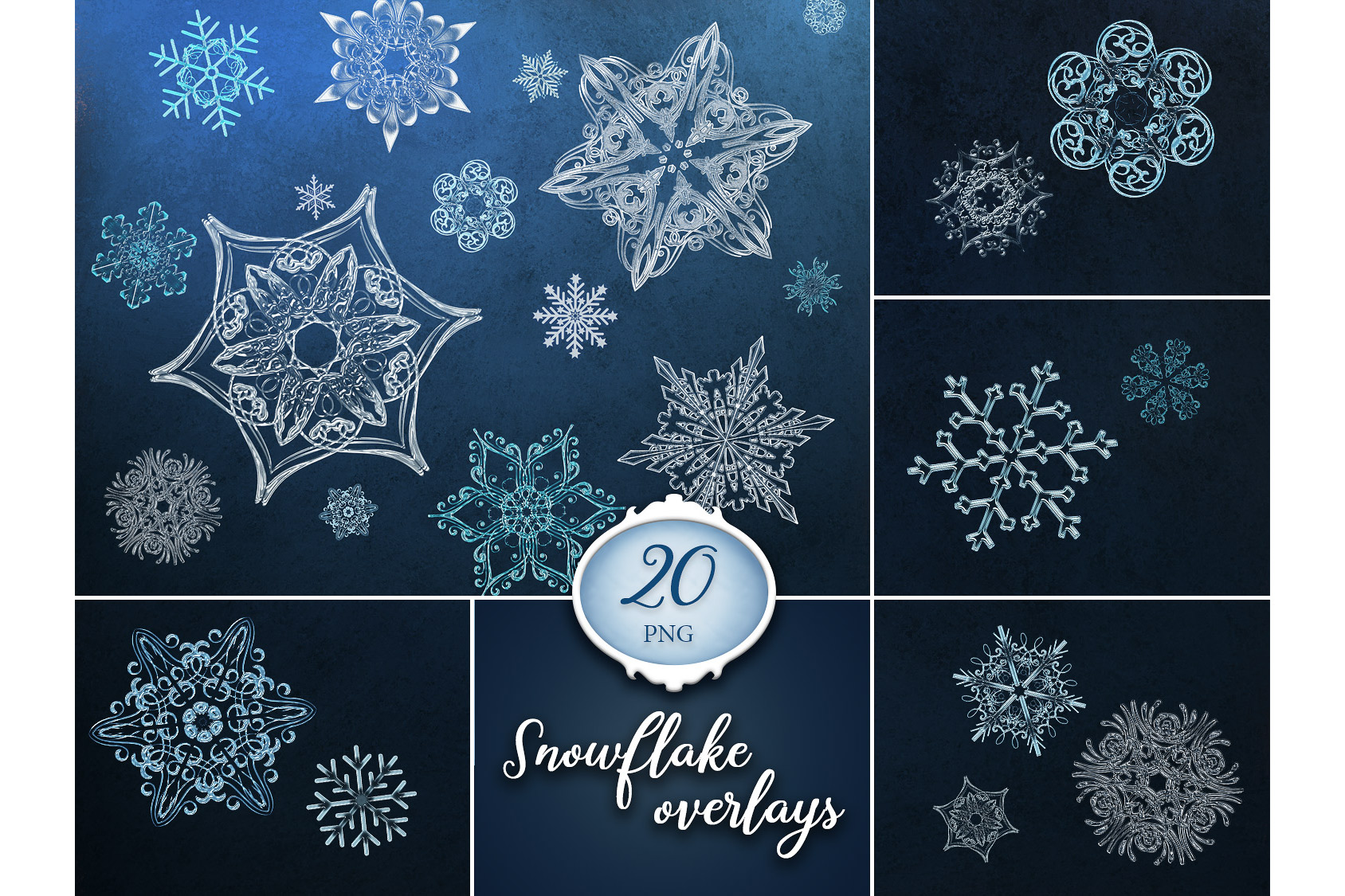 20 Snowflake Photo Overlays (377235) | Nature | Design Bundles