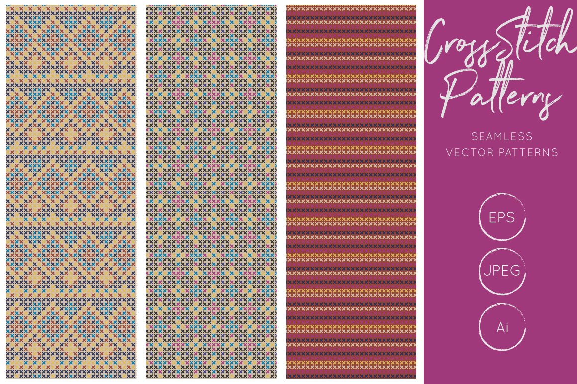 Dark Cross Stitch Seamless Pattern