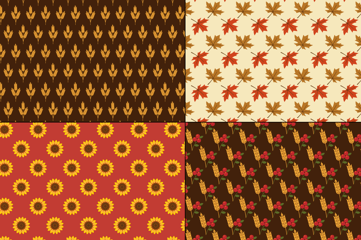Seamless Thanksgiving Patterns (149684) | Patterns | Design Bundles