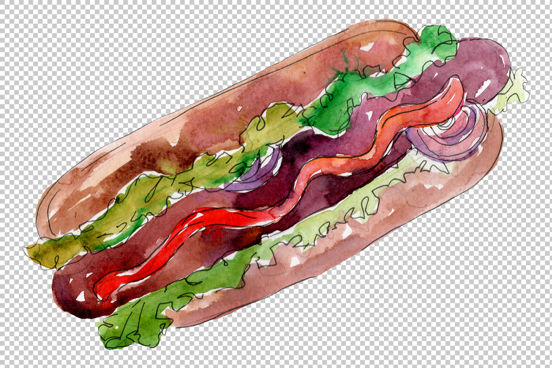Watercolor Hot-Dog PNG