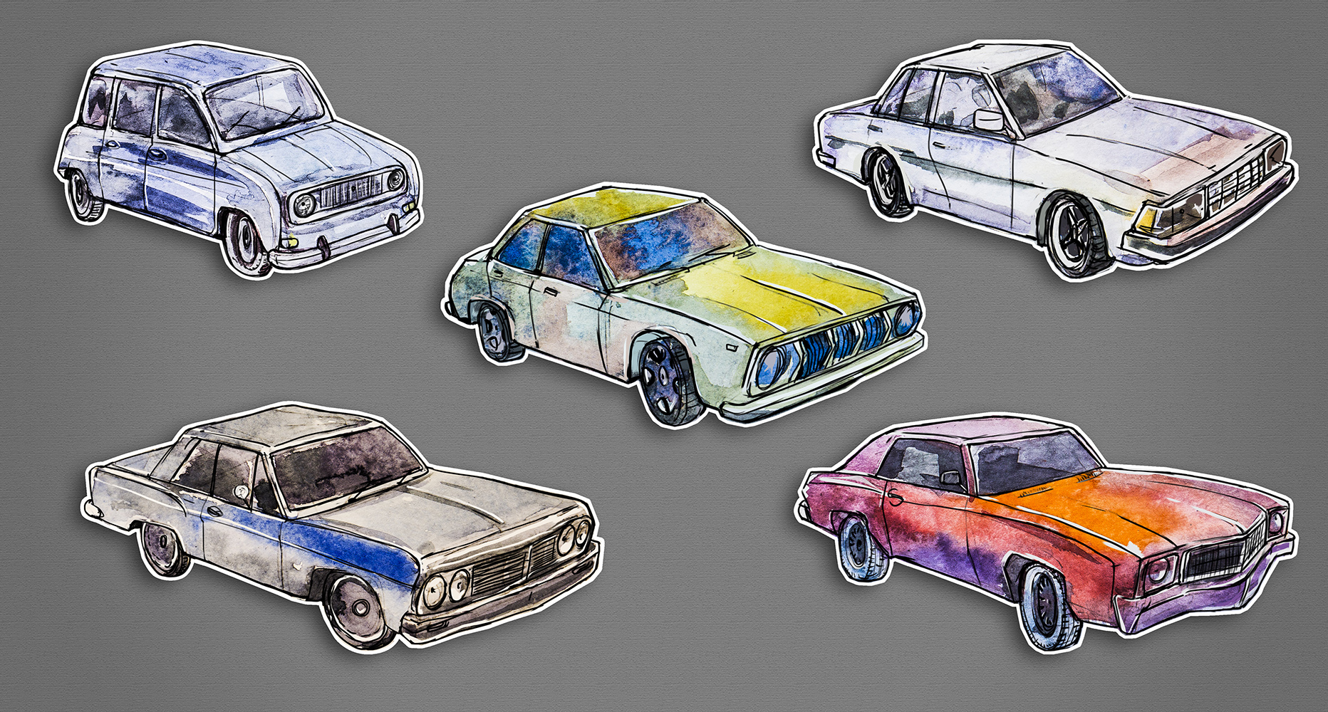 Watercolor cars