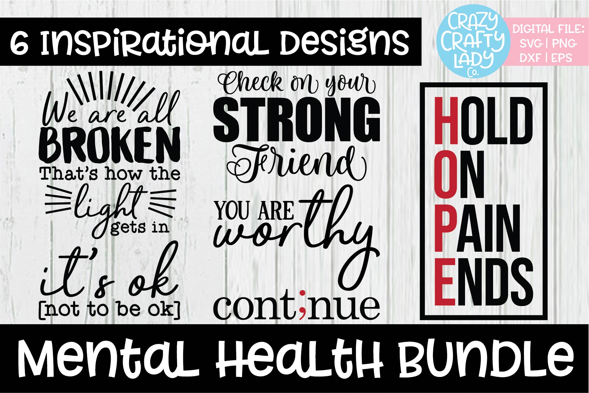 Mental Health Bundle SVG DXF EPS PNG Cut Files