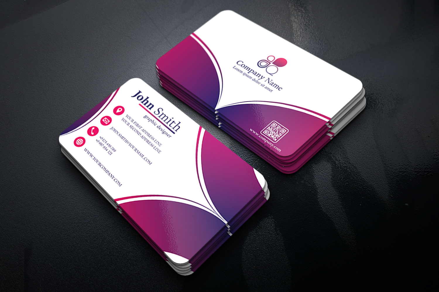 Abstract Business Card Design With 2 Different Colors 153630