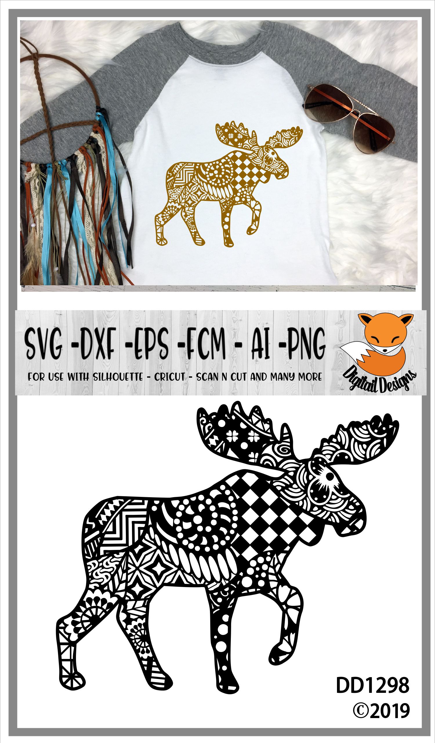 Zentangle Doodle Moose SVG