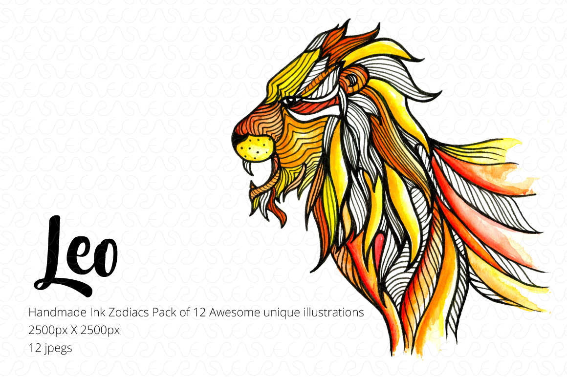 Handmade Ink Horoscope Zodiac Graphic Illustrations Set (235229 ...