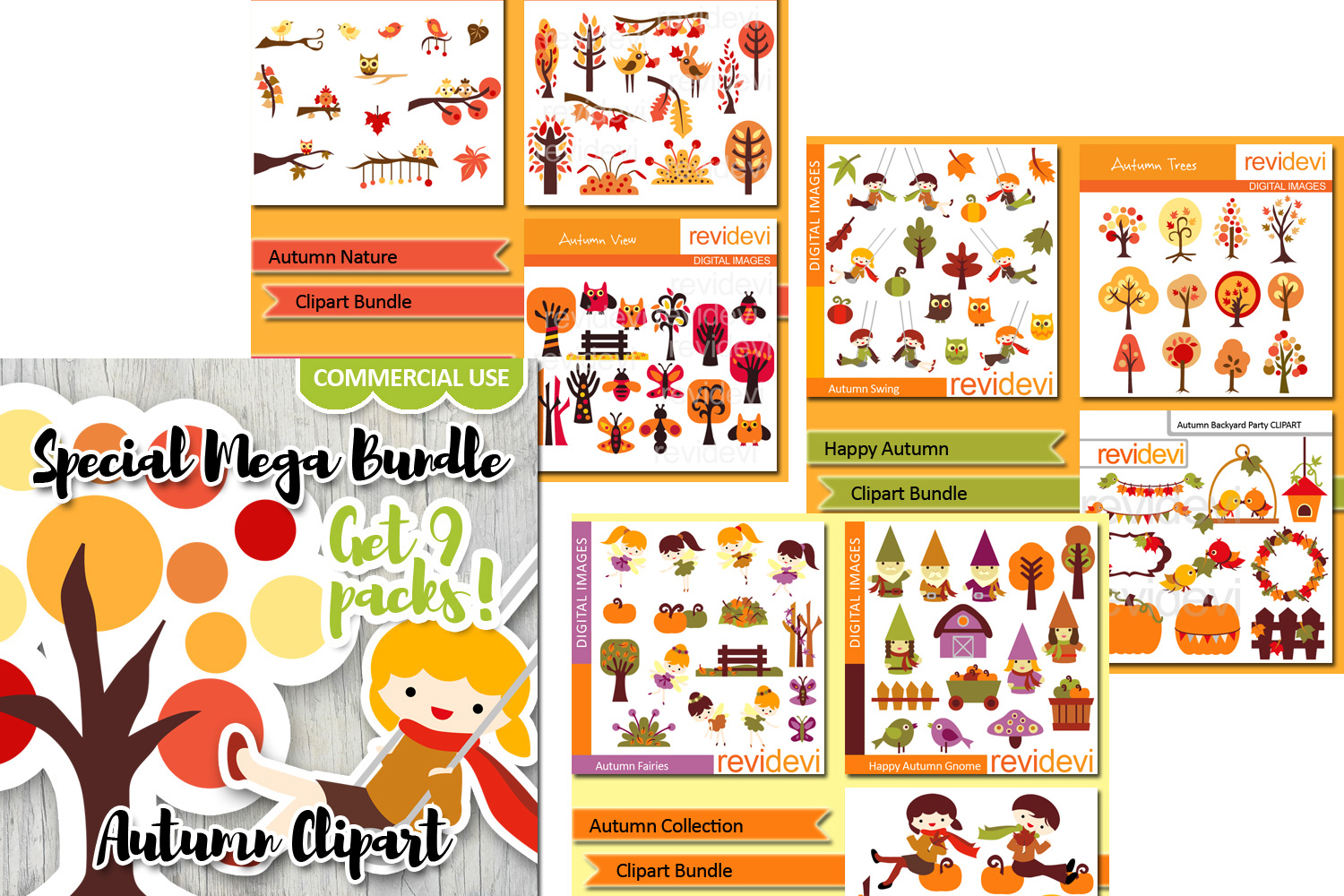 Autumn Fall clip art - Graphics Big Bundle (73309) | Illustrations ...