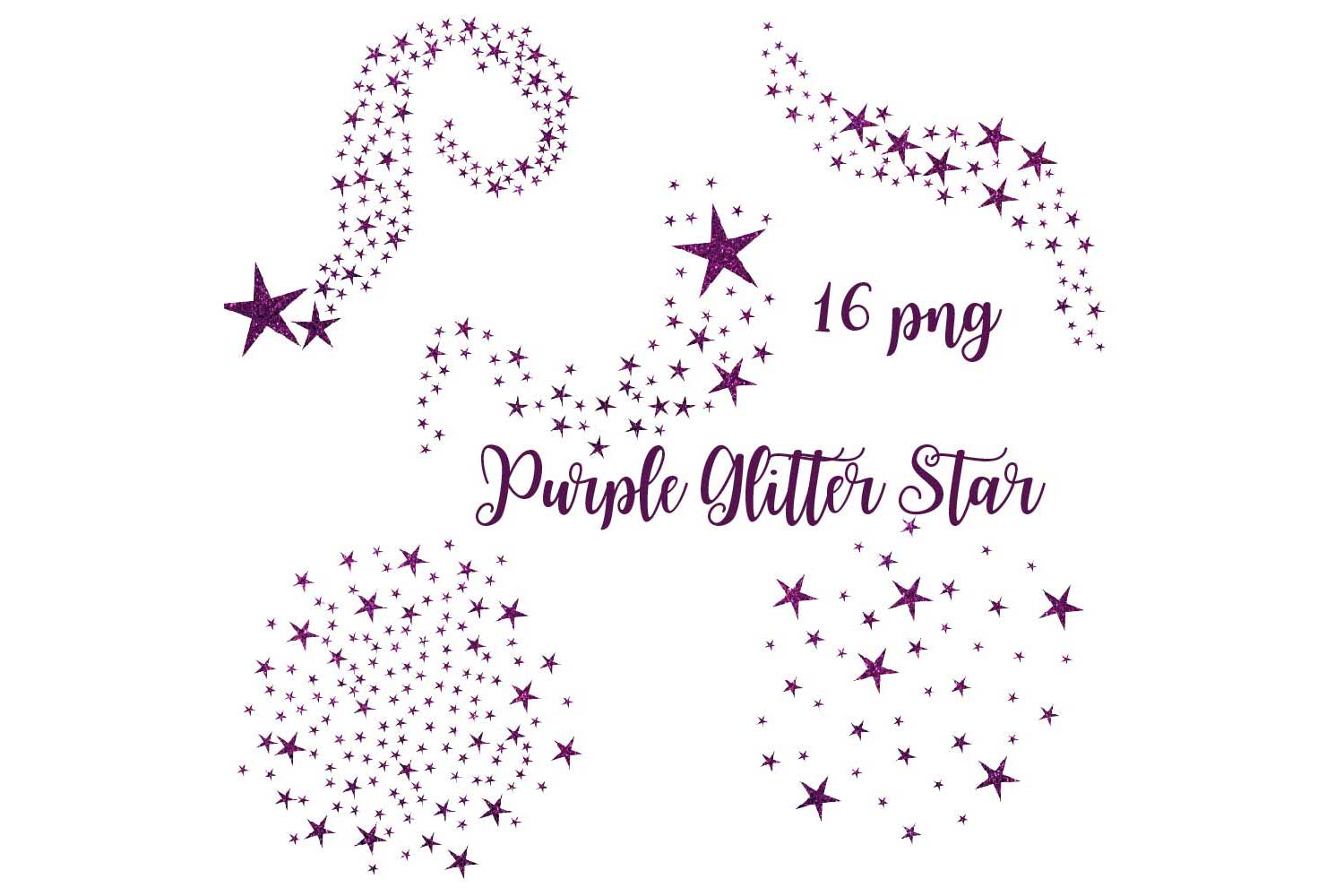 Purple Glitter Swirling Stars Clipart