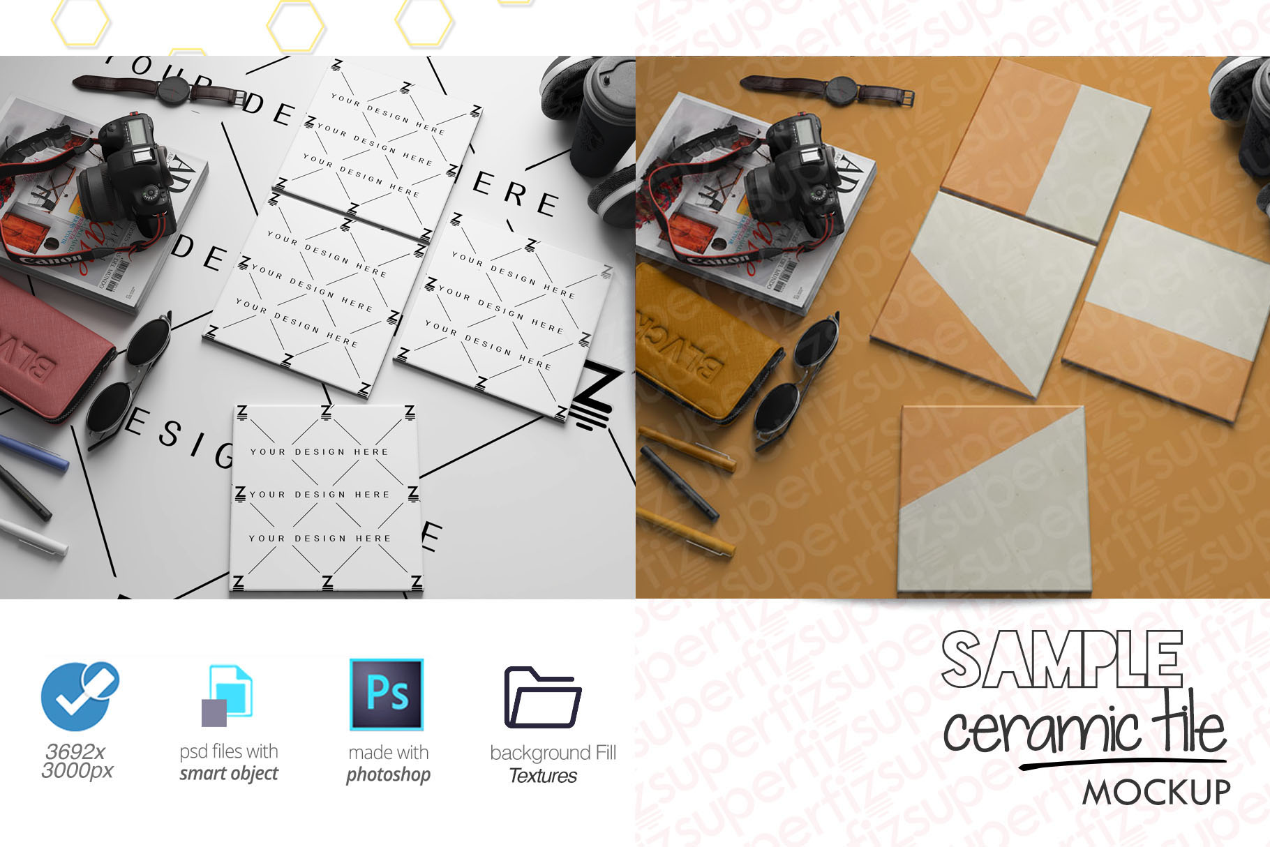 Sample Ceramic Tile Mockup PSD SM93Q