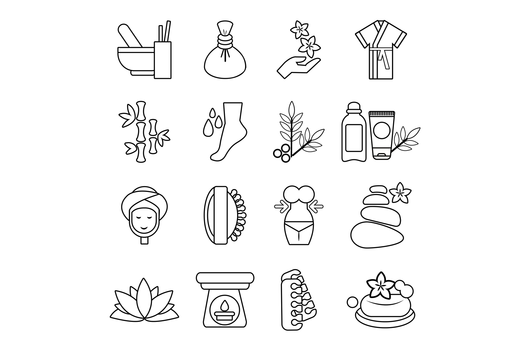 Spa salon icons set, outline style (310370) | Illustrations | Design ...