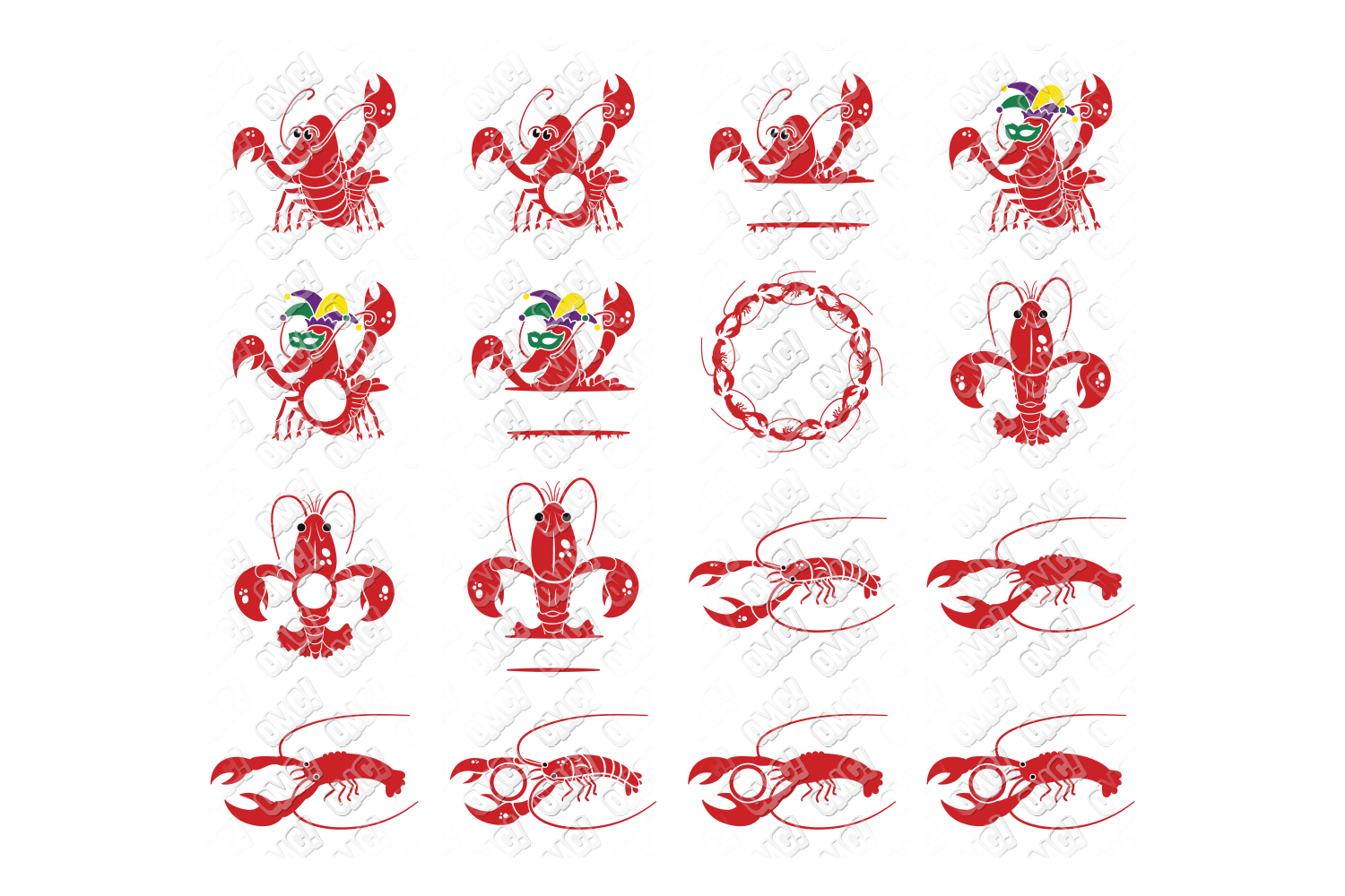 Crawfish SVG Bundle Monogram in SVG, DXF, PNG, EPS, JPG (185504) | Cut ...