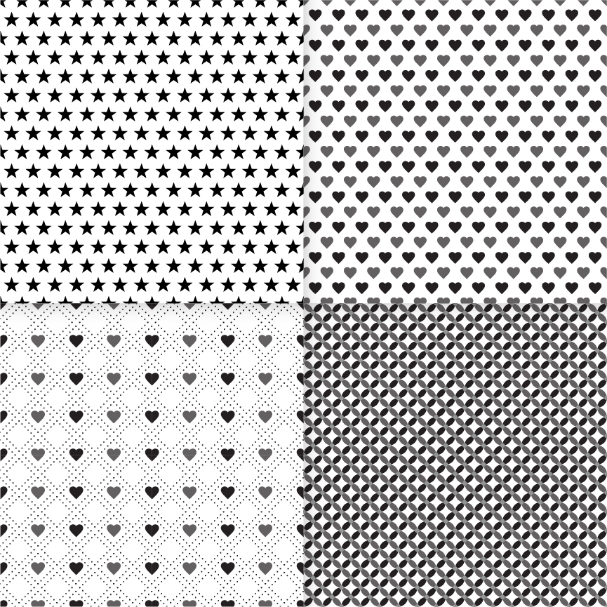 Seamless Black and White Digital paper pack
