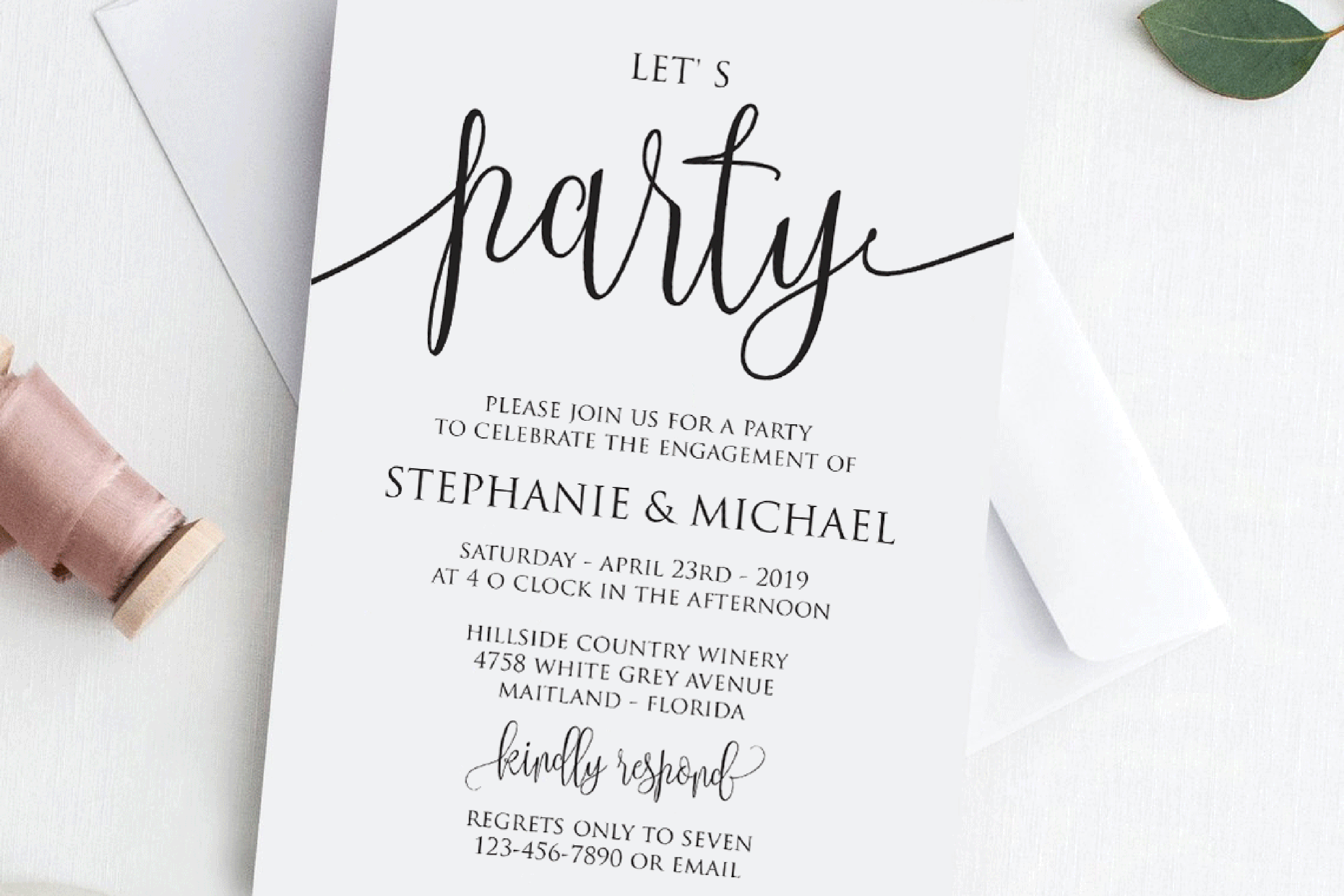 Let's Party Modern Engagement Party Invitation Template