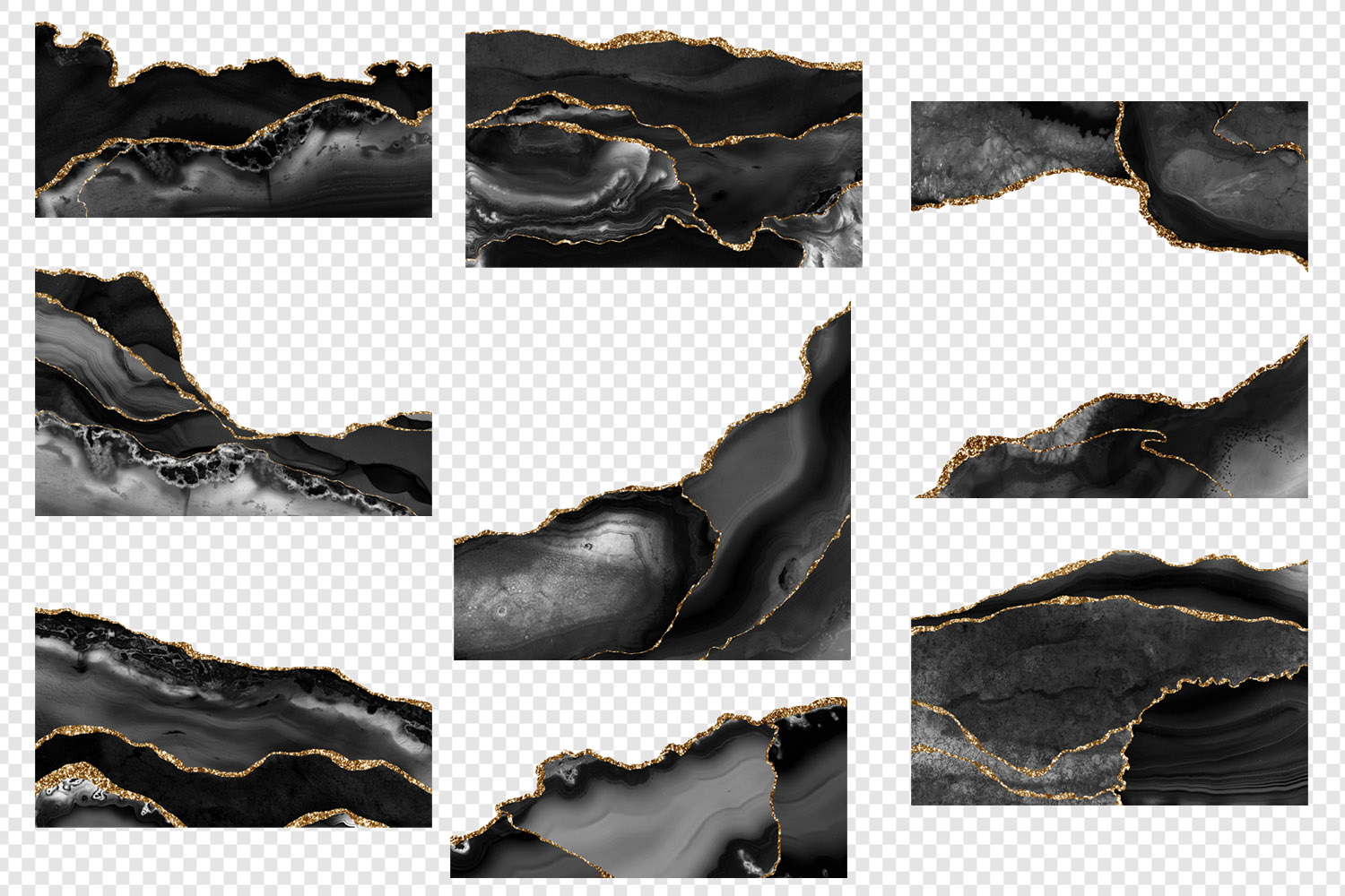 Black and Gold Agate Borders