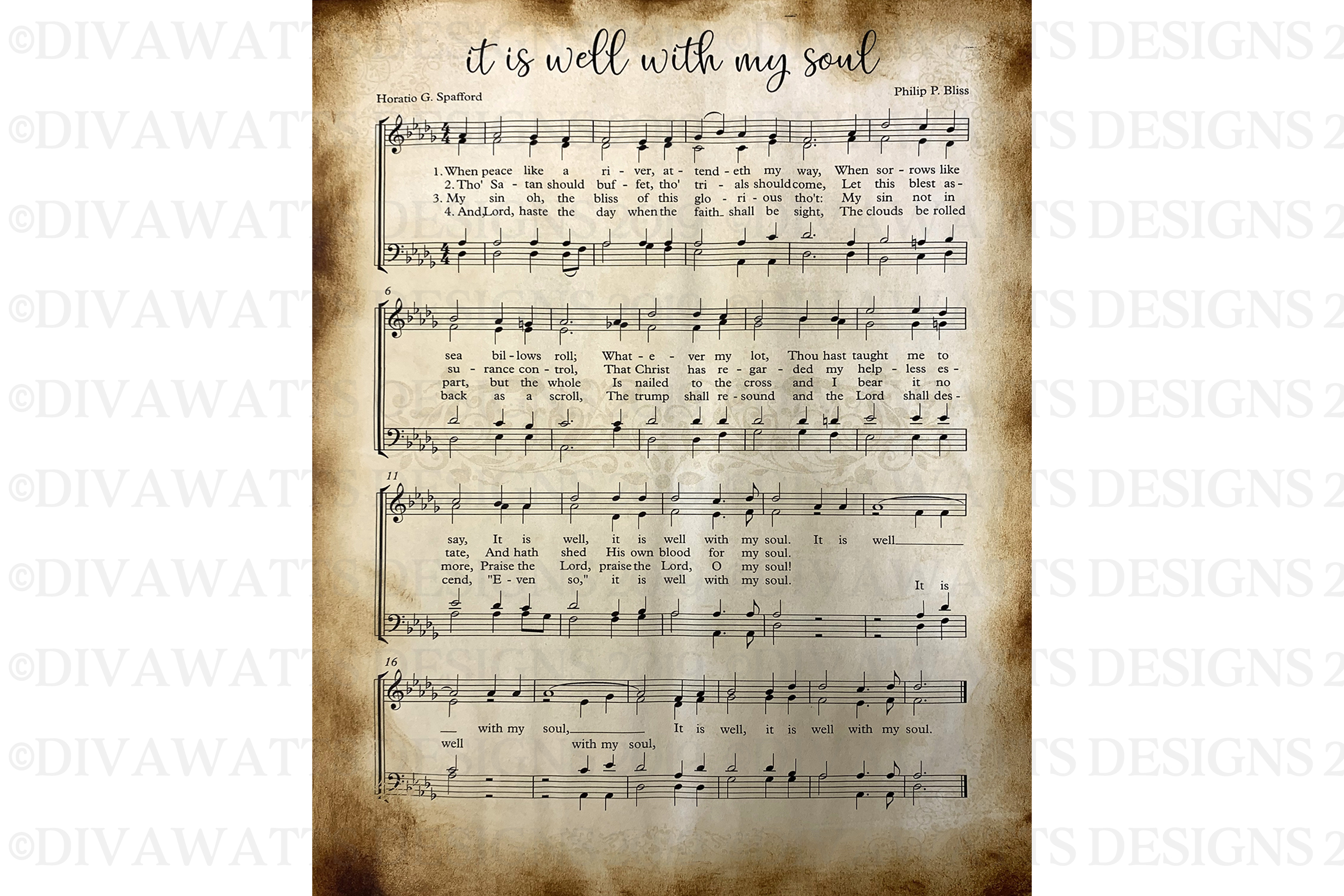 Printable - Set of 3 Christian Hymn Sheet Music Songs Art